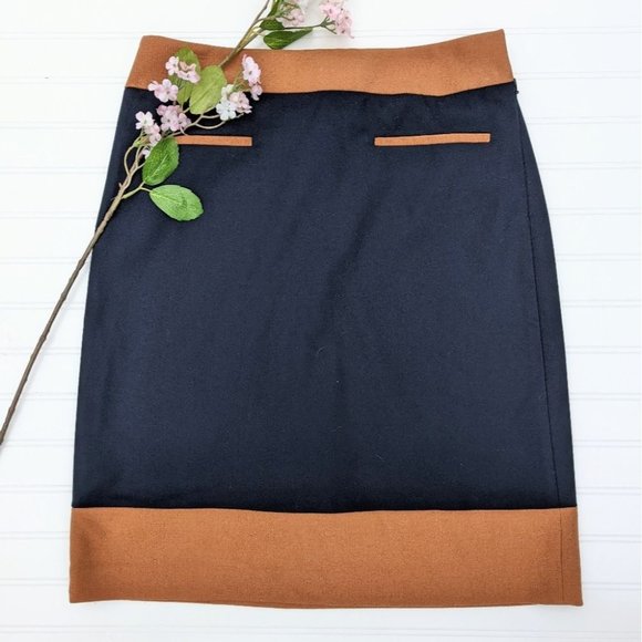 LOFT | Skirts | Loft Navycamel Thick Narrow Aline Skirt | Poshmark